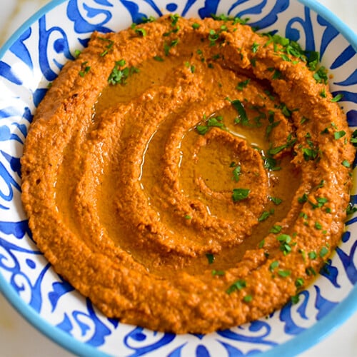 Muhammara Recipe (Roasted Red Pepper Walnut Dip) - Maureen Abood