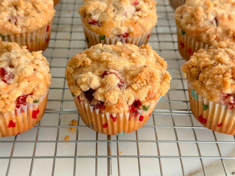 Greek Yogurt Strawberry Muffins with Crumb Topping - Maureen Abood